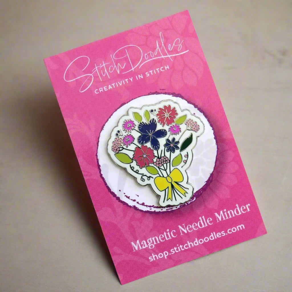 Beautiful Hard Enamel Needle Minder: Bouquet – StitchDoodles