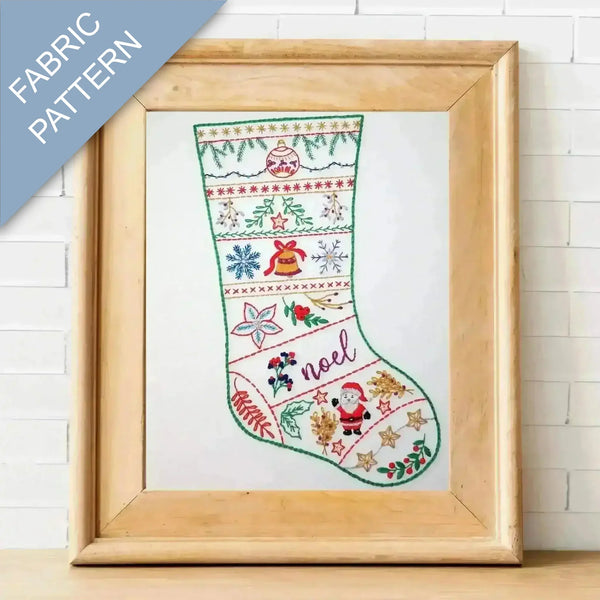 Christmas Embroidery Stocking Pre Printed Embroidery Fabric Panel ...