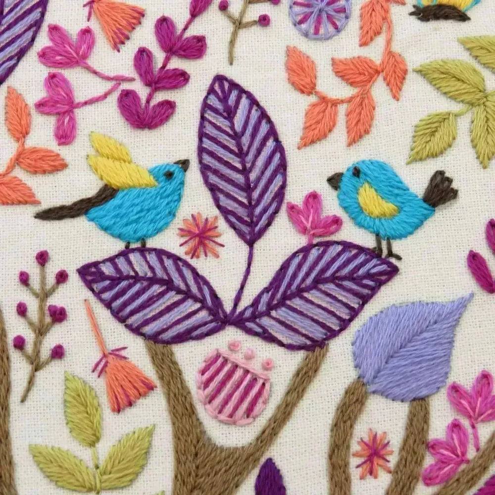 Folk Tree Stitchery, Pre Printed Embroidery Fabric Panel PLUS PDF Patt ...