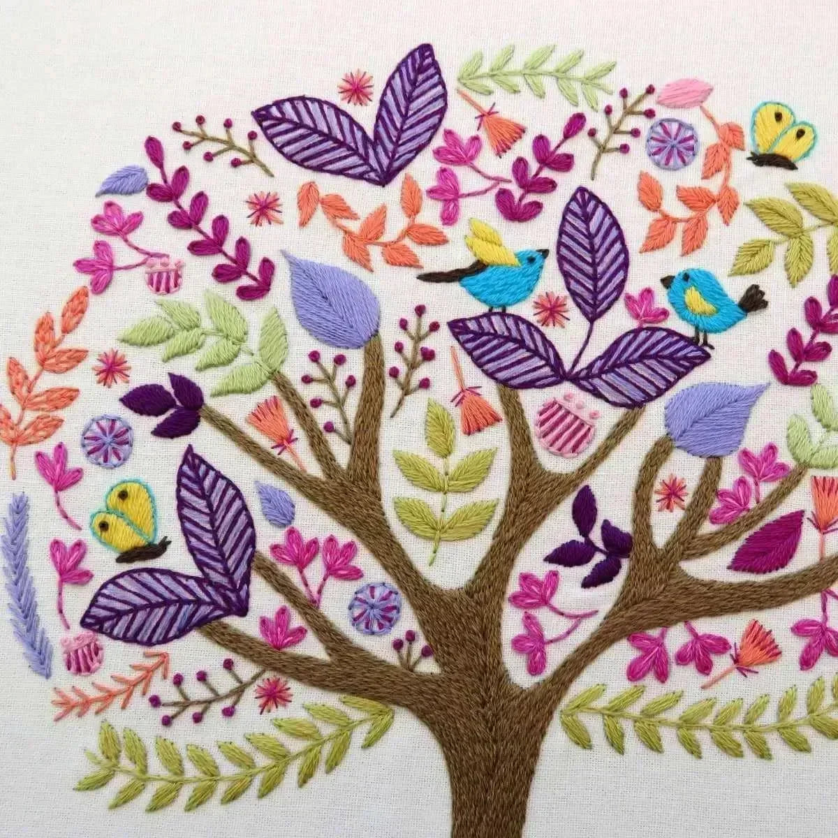 Folk Tree Stitchery, Pre Printed Embroidery Fabric Panel PLUS PDF Patt ...