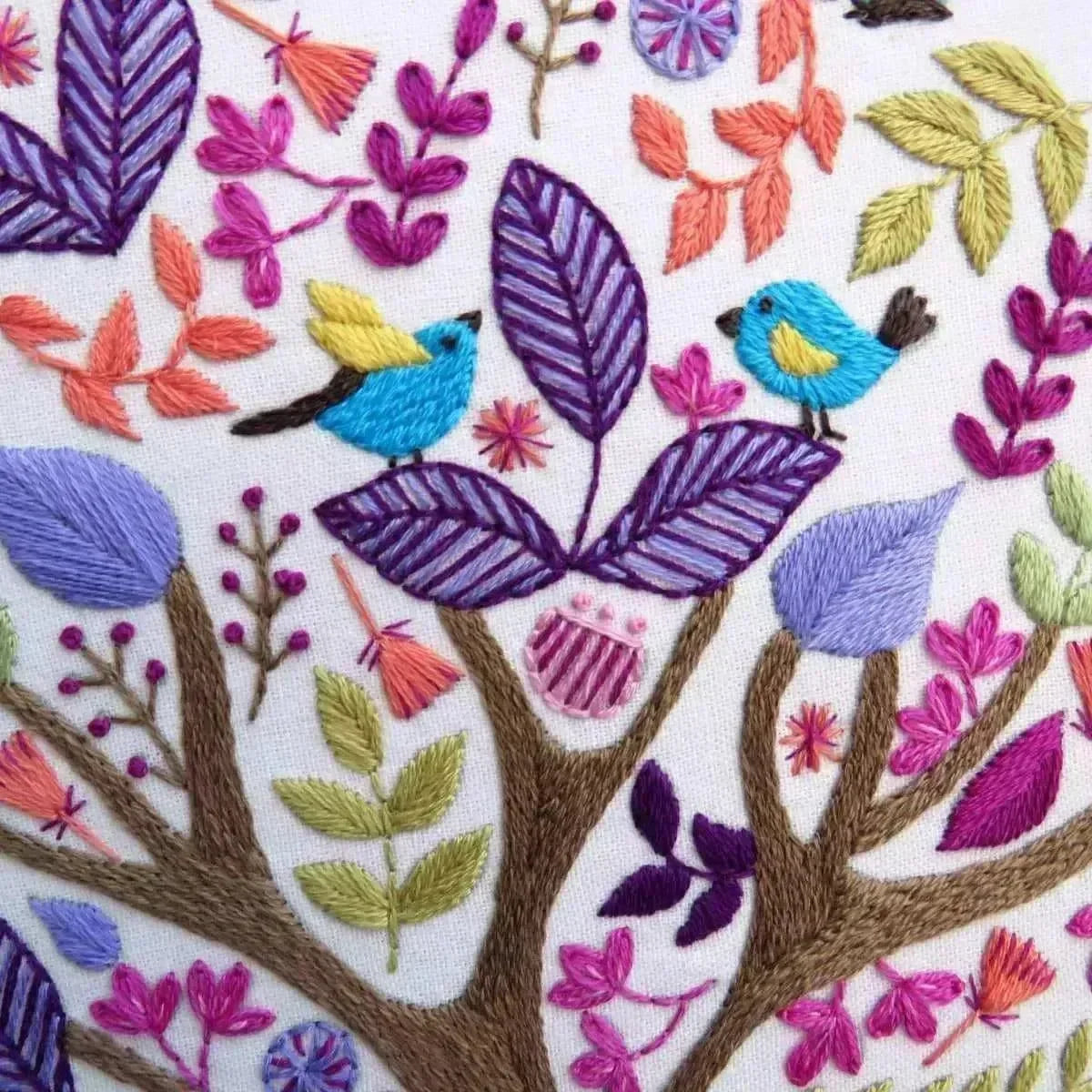 Folk Tree Stitchery, Pre Printed Embroidery Fabric Panel PLUS PDF Patt ...