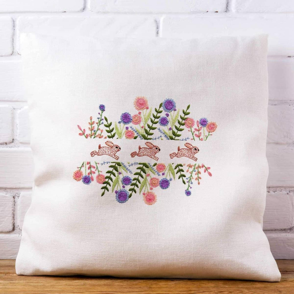 Home Spring Rabbits Hand Embroidery Pattern